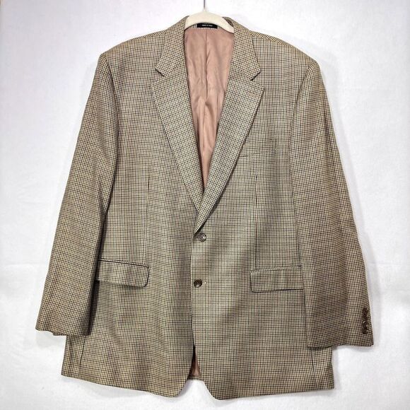 Chaps | Suits & Blazers | Chaps Ralph Lauren Blazer Men 48 Long Beige Houndstooth 0 Silk 2 ...